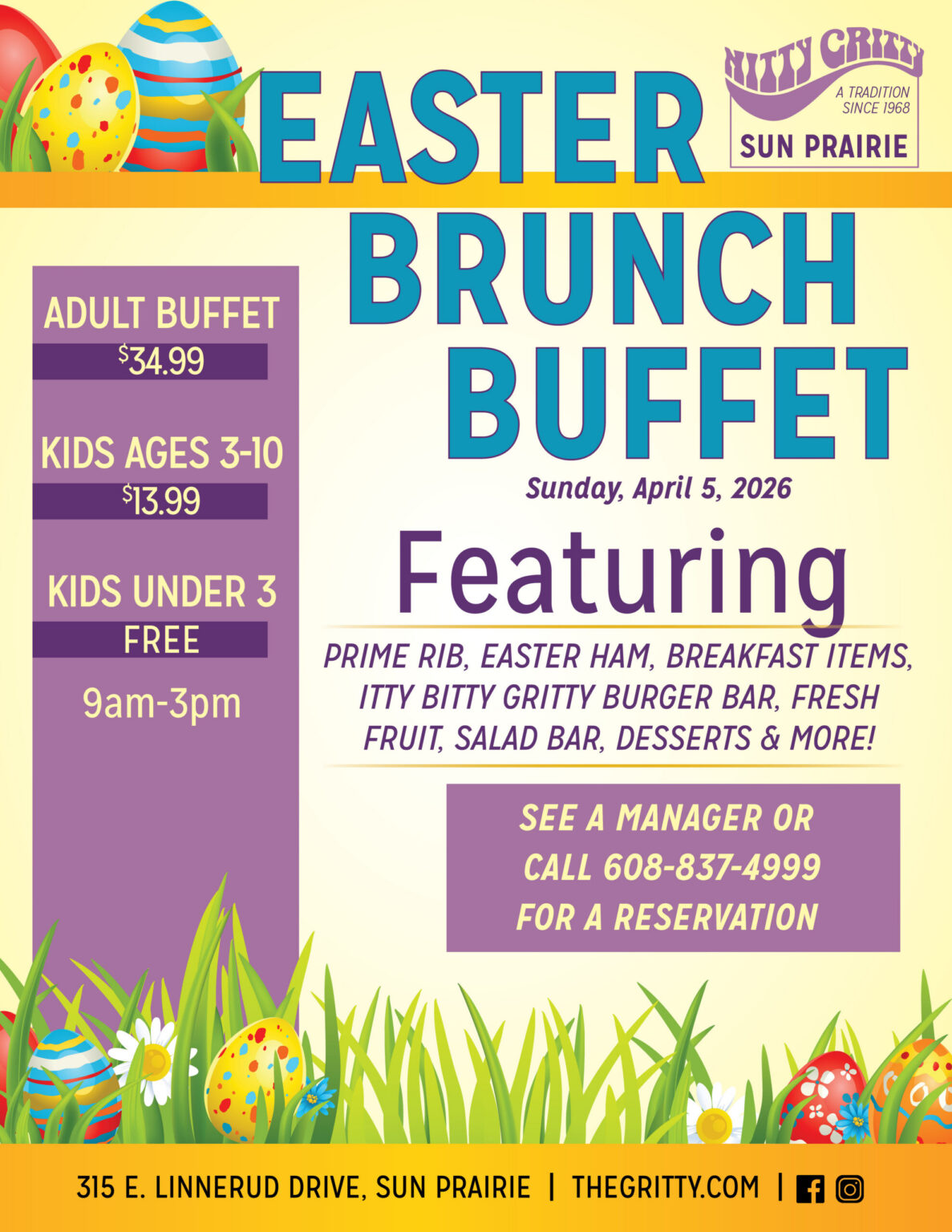 Nitty Gritty Easter Brunch Buffet - Visit Sun Prairie